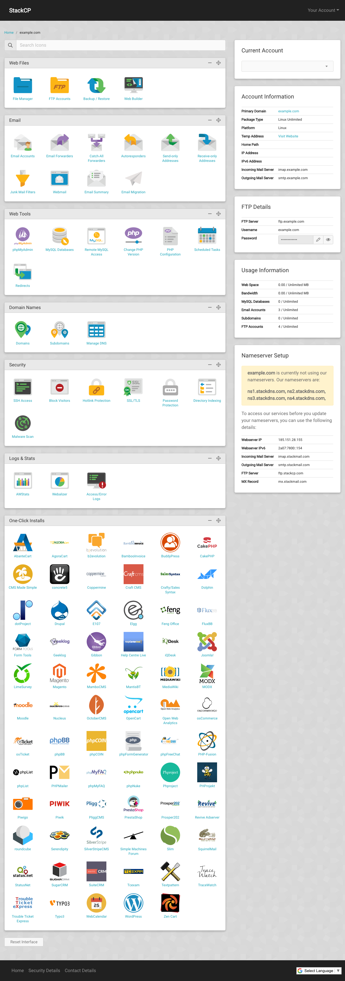 Stackcp control panel - Knowledgebase - HostMaria